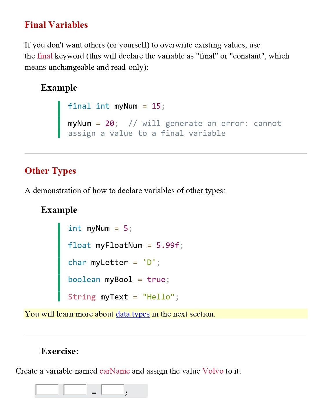Learn Java Variables Session 5 Pdf Connect 4 Techs