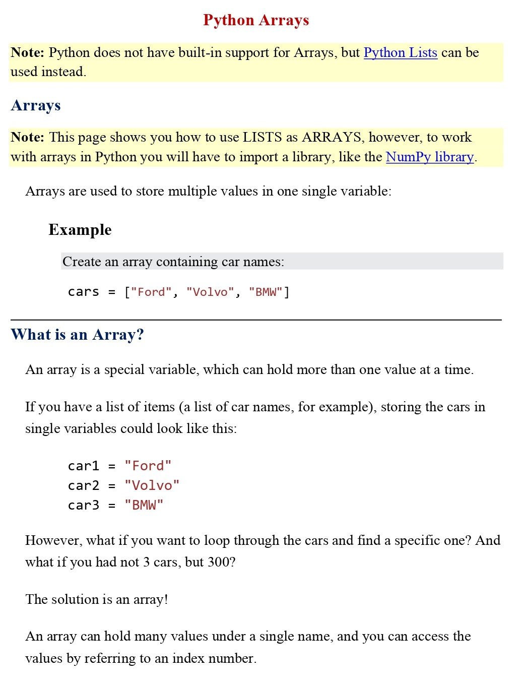 Python Arrays (Session 19) PDF - Connect 4 Techs Python Arrays (Session 19) PDF - Connect 4 Techs