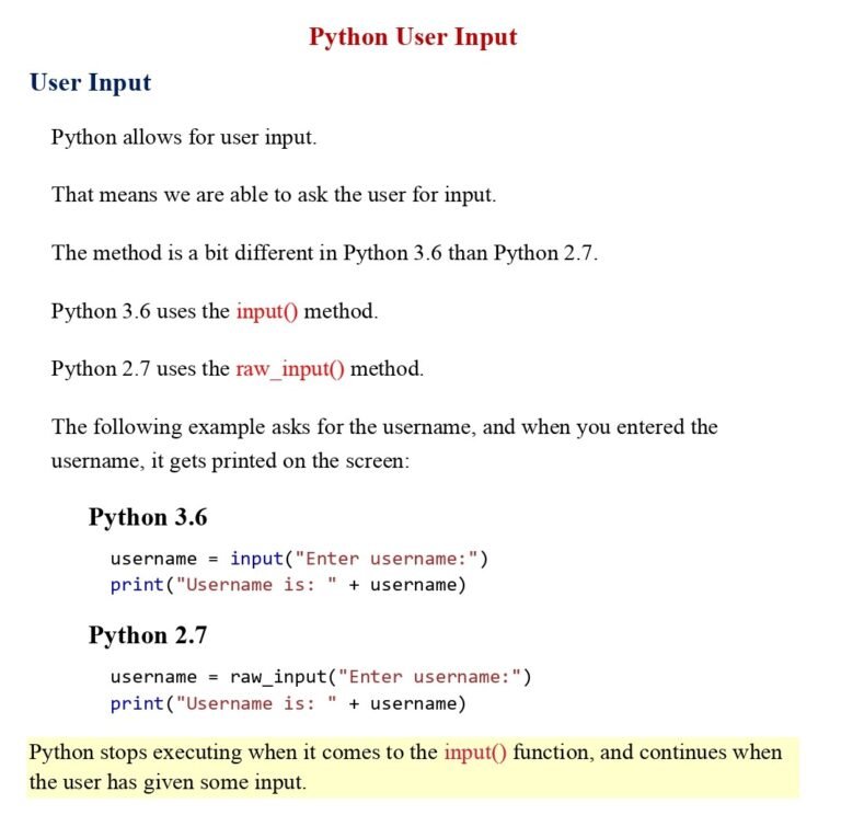 Python User Input (Session 31) PDF - Connect 4 Techs